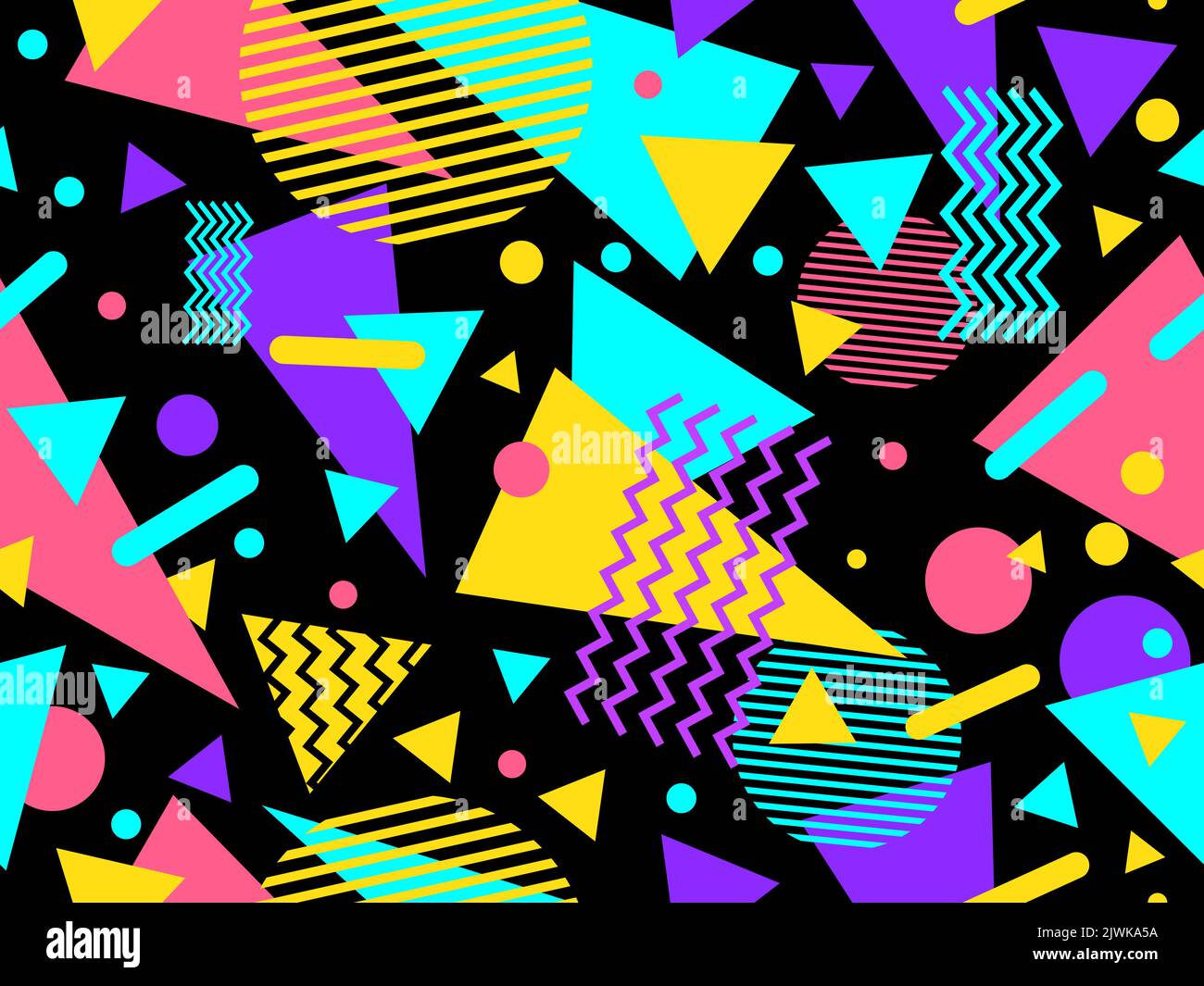Geometric seamless pattern in 80s memphis style. Colorful geometric ...