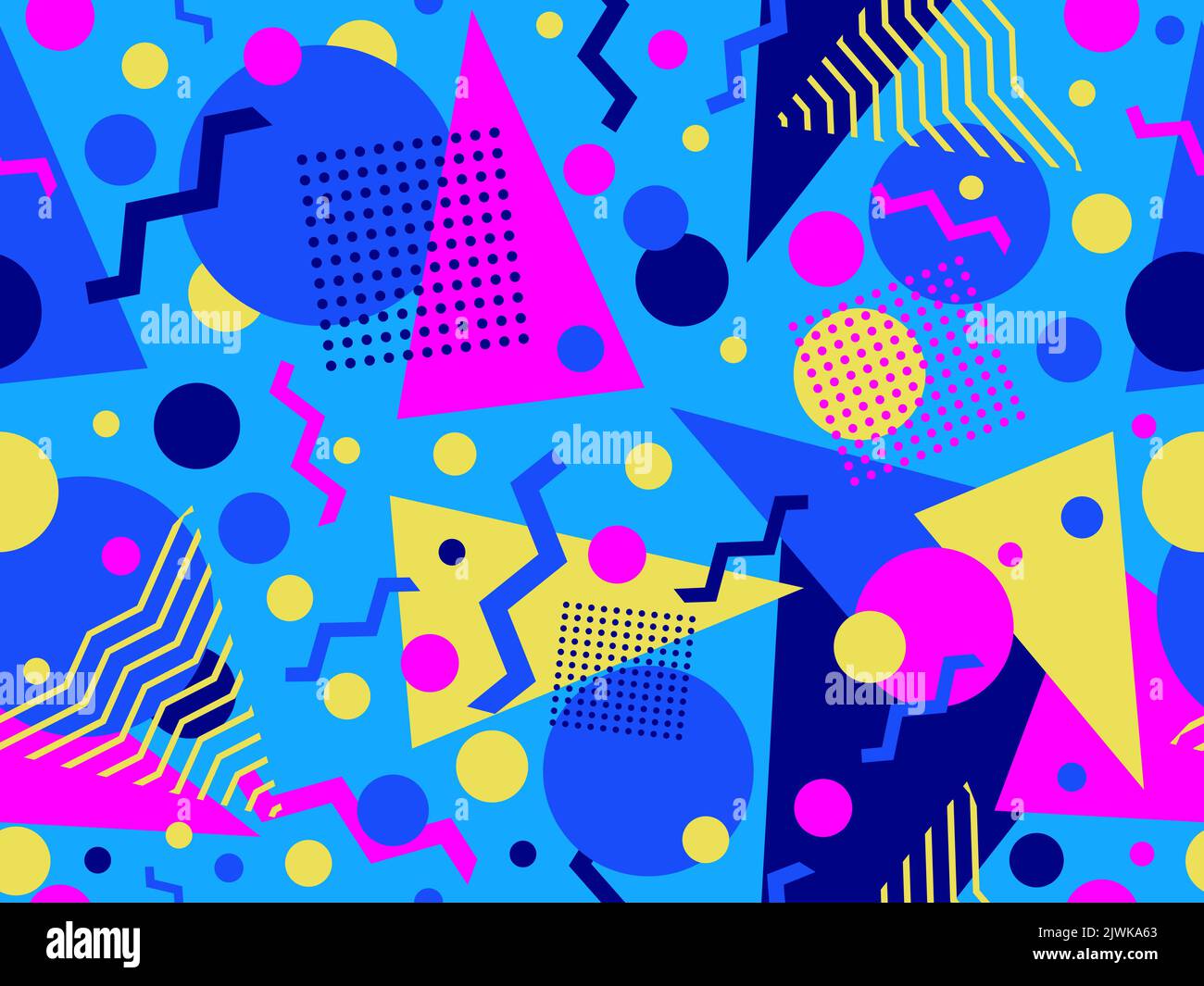 Memphis seamless pattern with geometric shapes in 80s style. Colorful ...