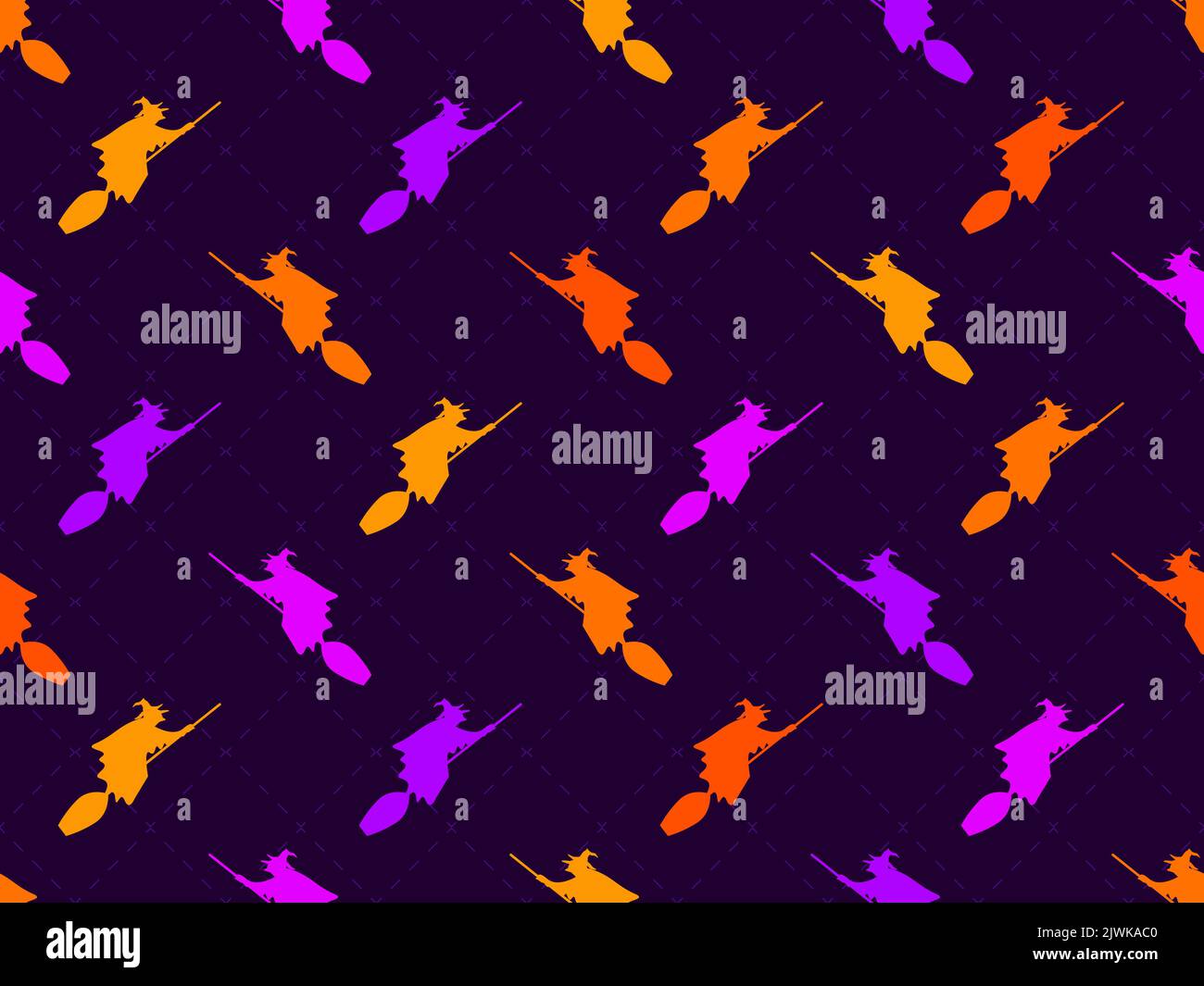 Witches on brooms seamless pattern. Silhouette of a witch on a ...