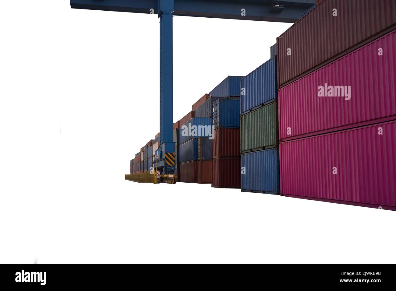 containers on harbor isolated. Stack of shipping containers. Containers ...