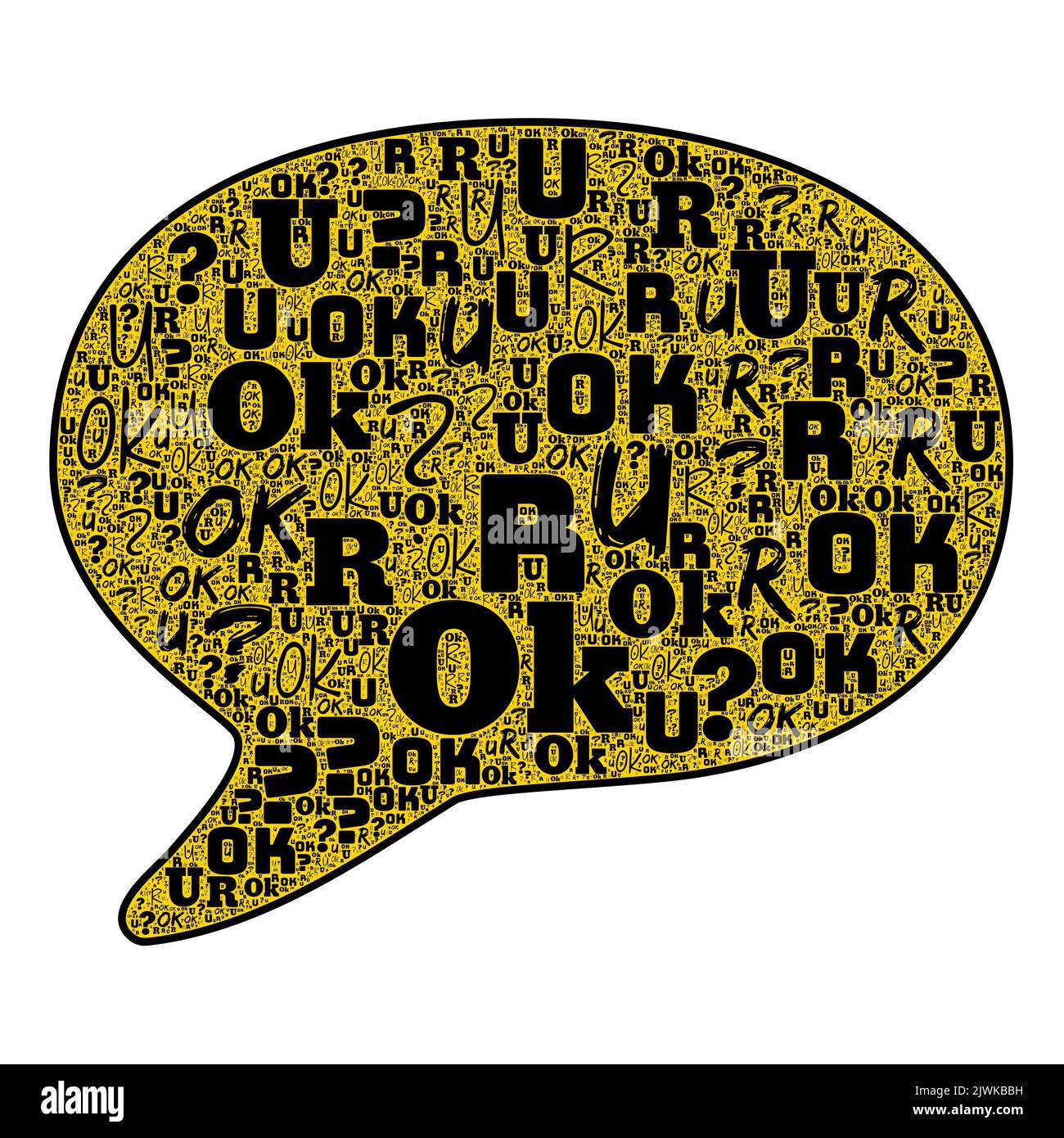 Thought cloud illustration with R U OK Day word cloud with colorful ...