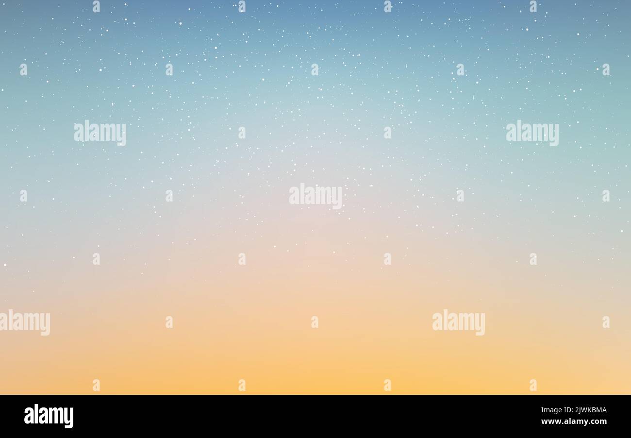 Sunset sky. Evening light with stars. Yellow and blue sky gradient ...