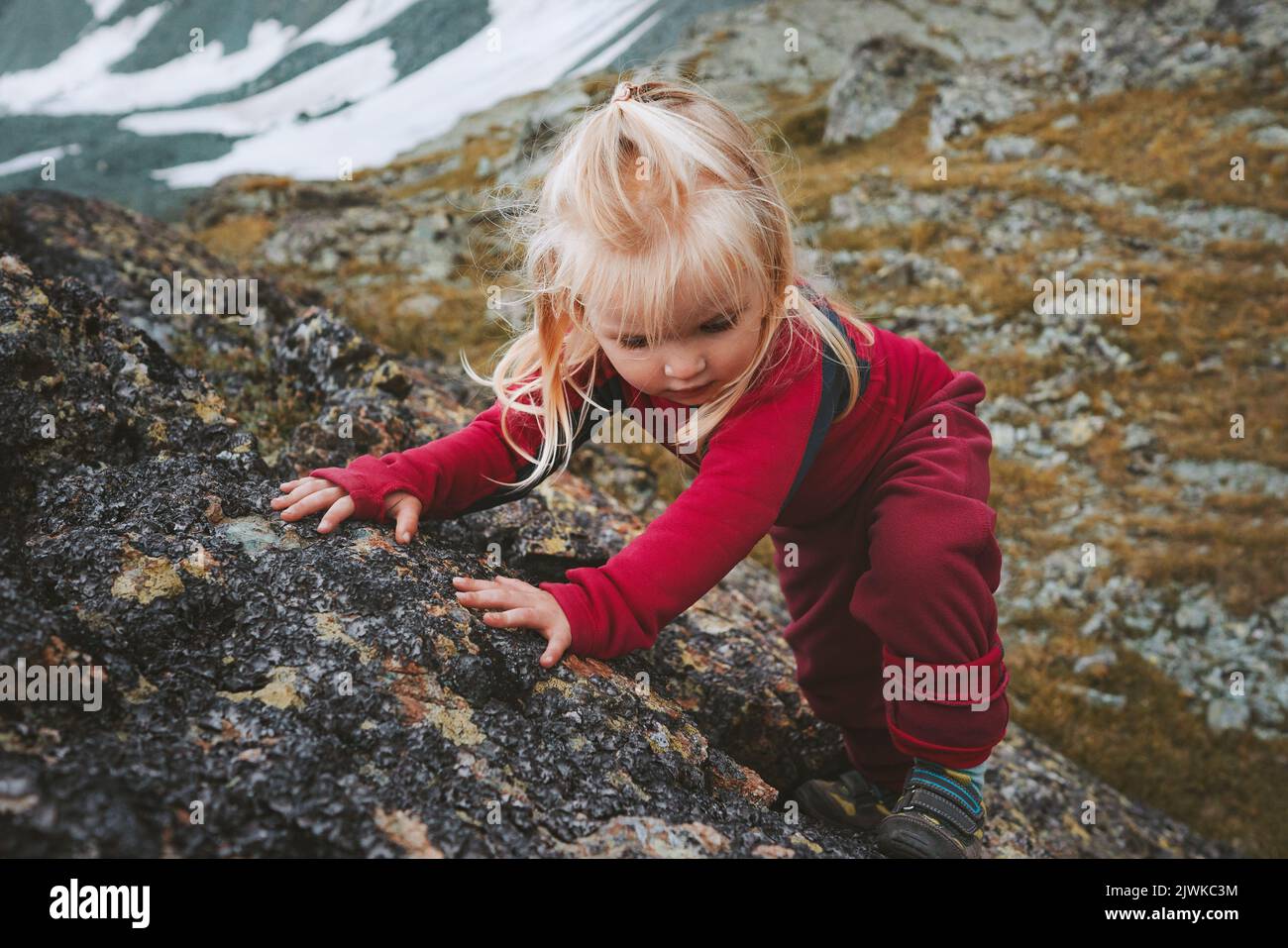 Active child climbing mountains travel healthy lifestyle hiking ...