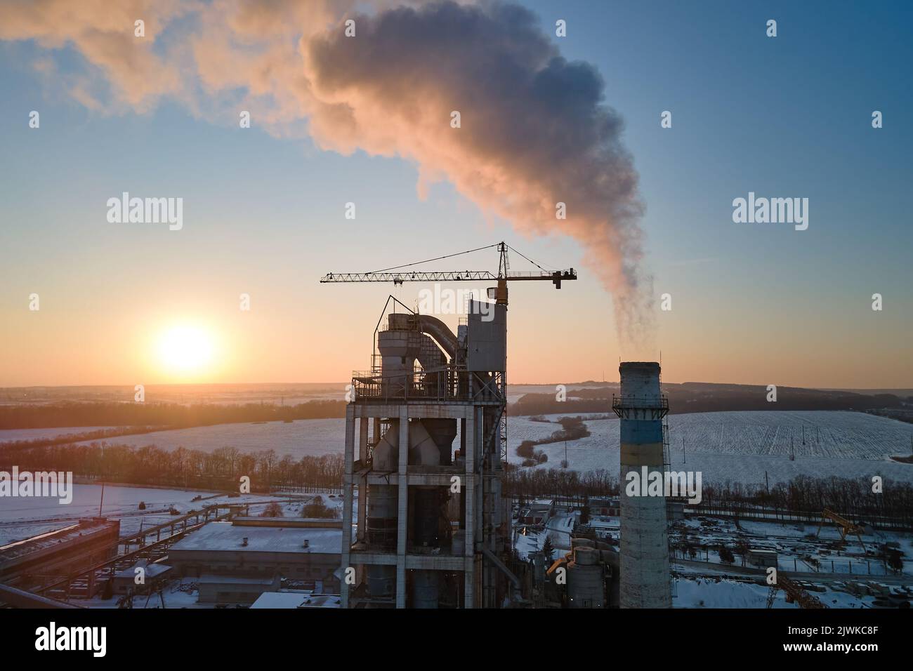 Aerial view cement factory tower hi-res stock photography and images ...