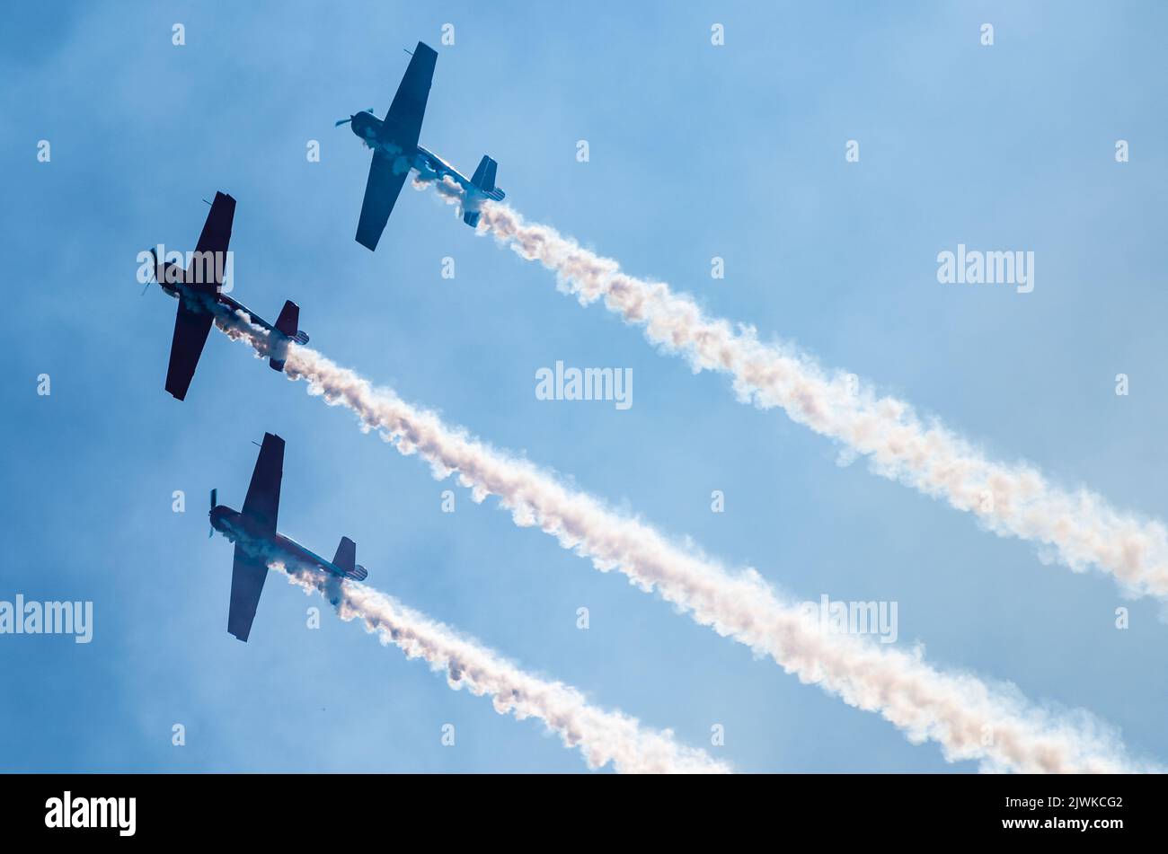 August 30, 2019, Moscow region, Russia. Yakovlev Yak-50 training ...