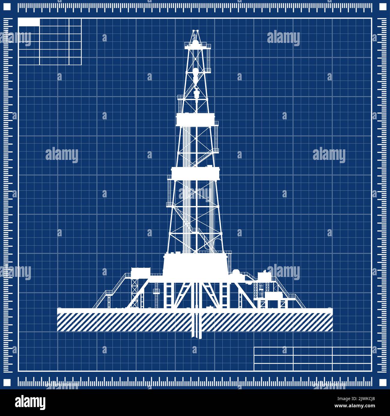 Blueprint of Oil rig vector silhouette illustration Stock Vector Image ...