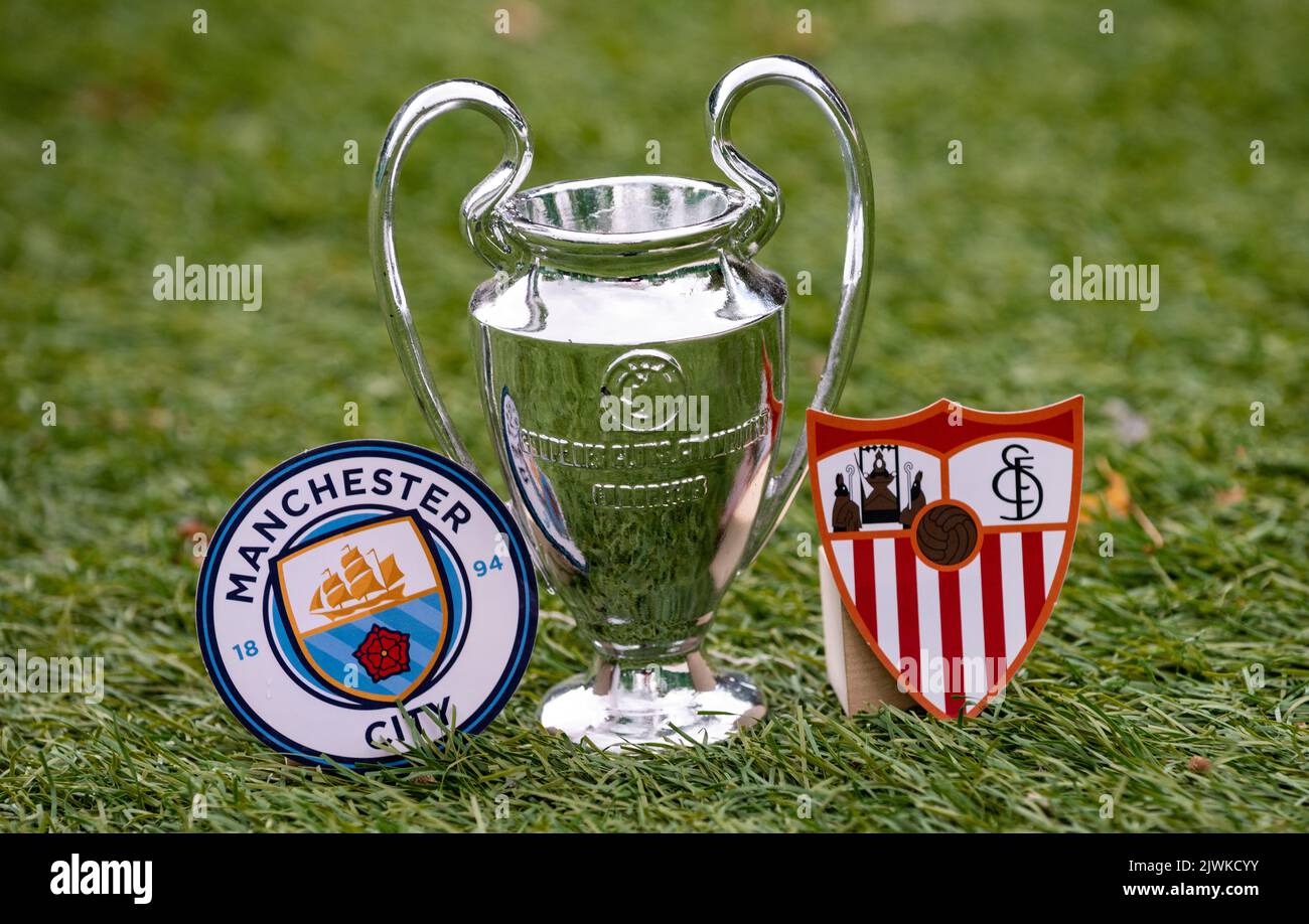 September 3, 2022, Moscow, Russia. Emblems of football clubs ...