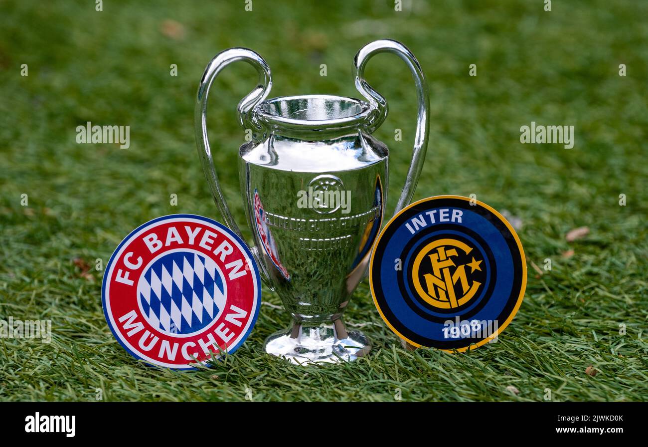 September 3, 2022, Moscow, Russia. Emblems of football clubs ...