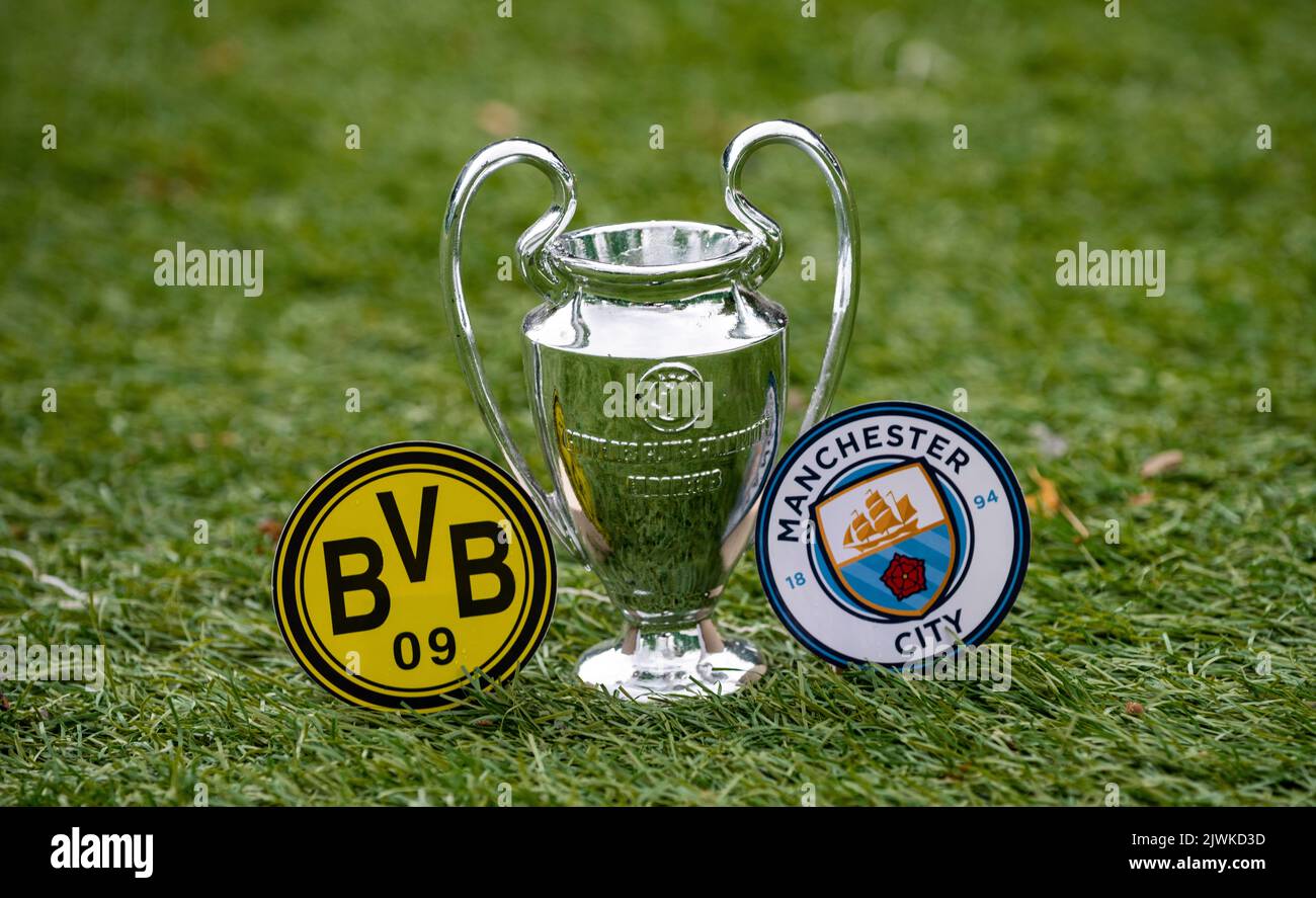 September 3, 2022, Moscow, Russia. Emblems of football clubs ...