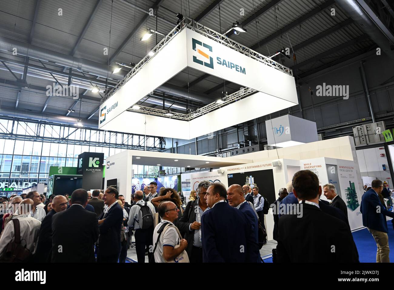MILAN, ITALY - SEPTEMBER 6, 2022: a view of the Saipem stand during ...