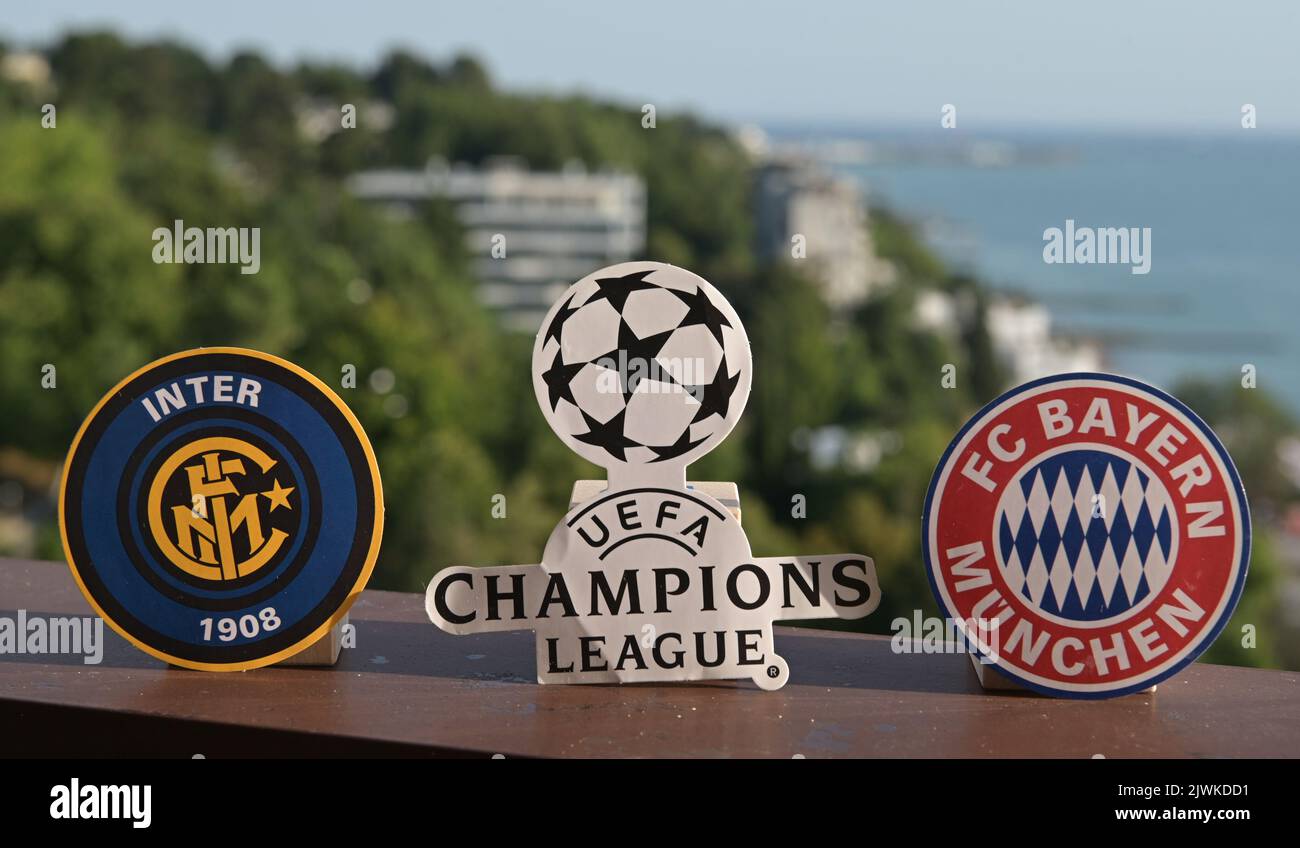 August 26, 2022, Sochi, Russia. Emblems of the football clubs ...