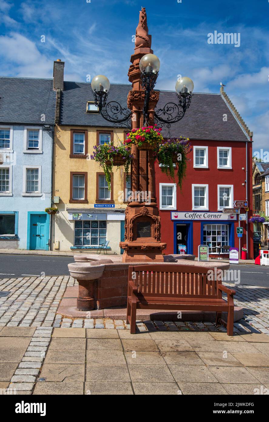 The Market Square in Jedburgh a small town in the Scottish Borders ...