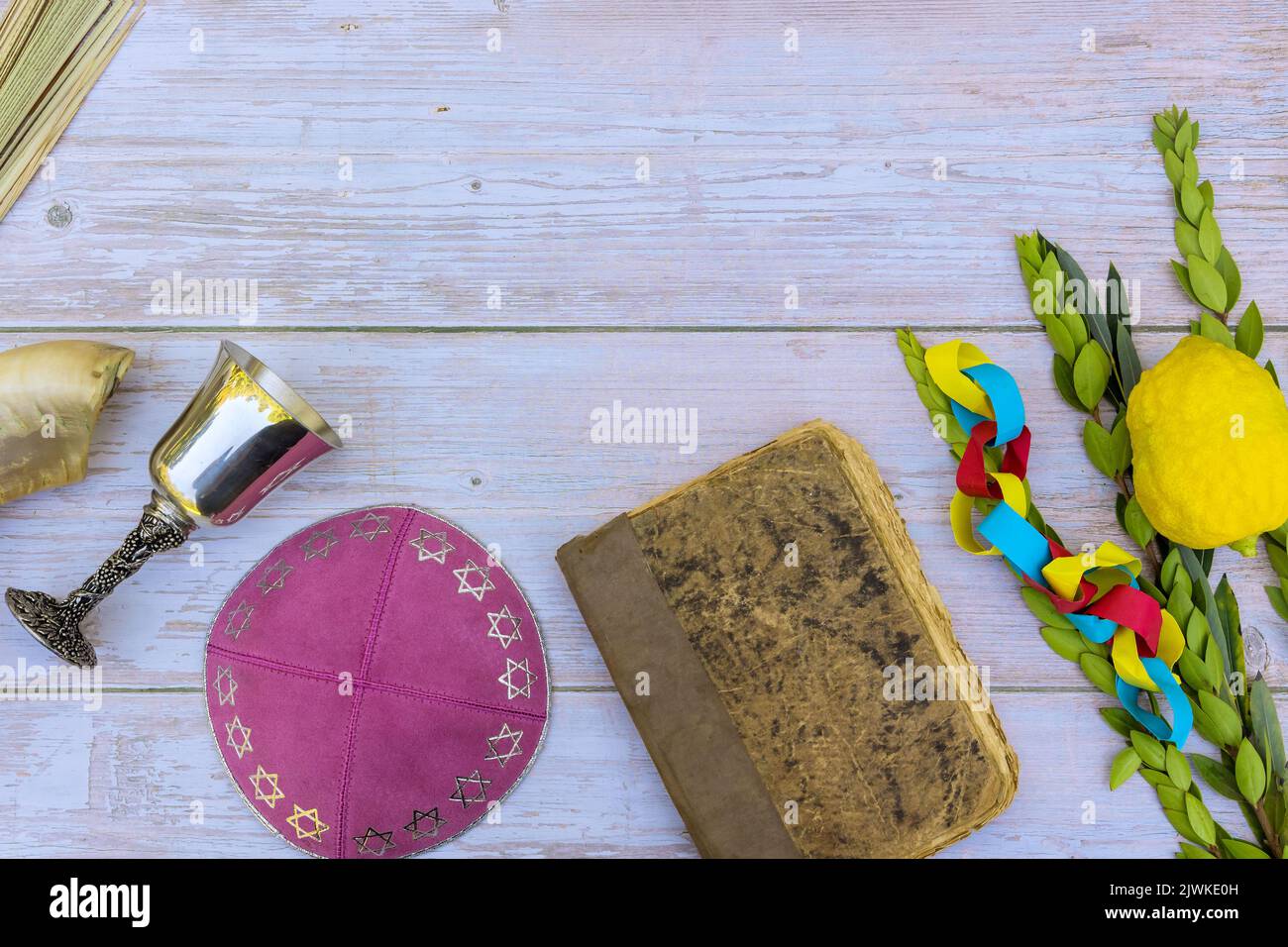 The traditional Jewish holiday decorations for the celebration of ...