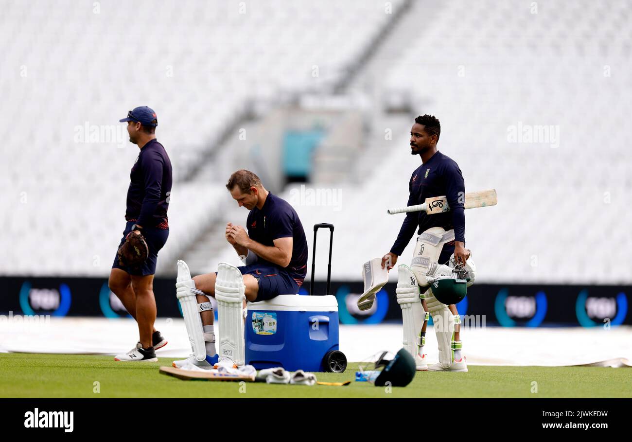 South Africa’s Sarel Erwee and Khaya Zondo during at nets session at ...