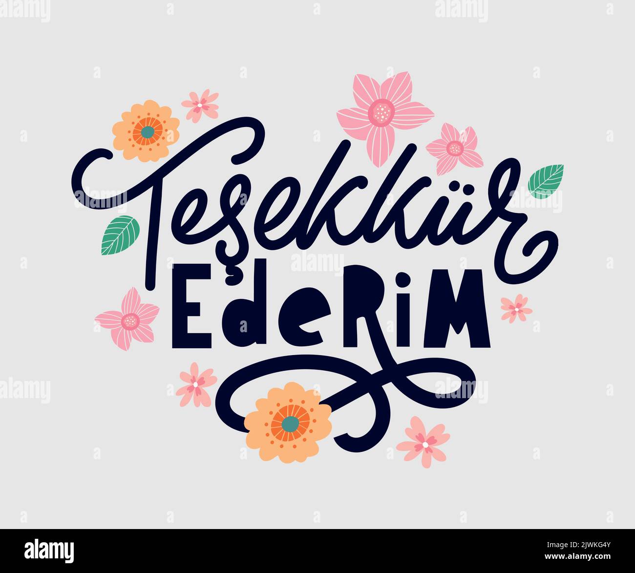 Text in the Turkish: Thank you. Lettering. Ink illustration. Modern ...