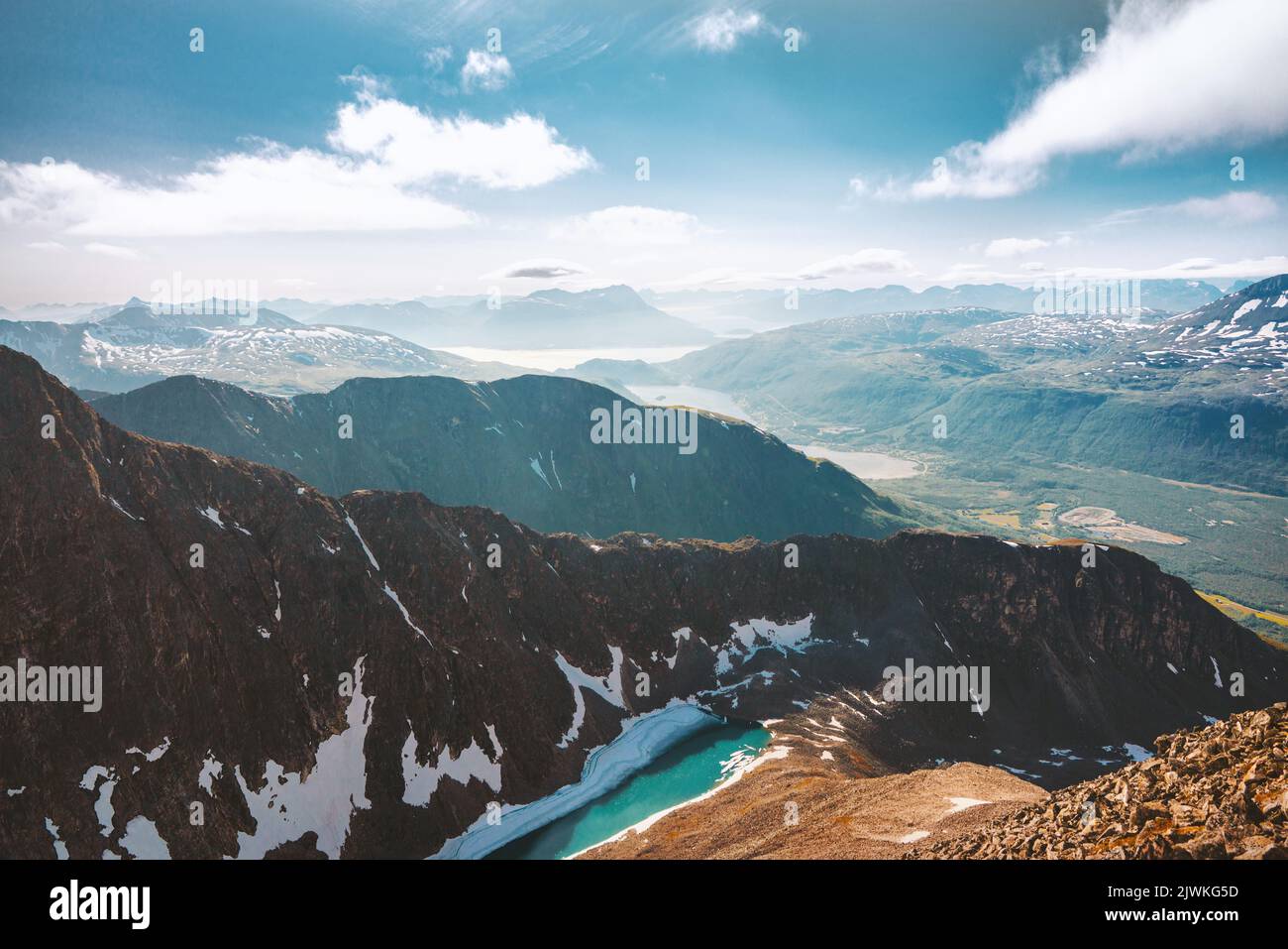Norway landscape mountain aerial view lake beautiful scandinavian ...