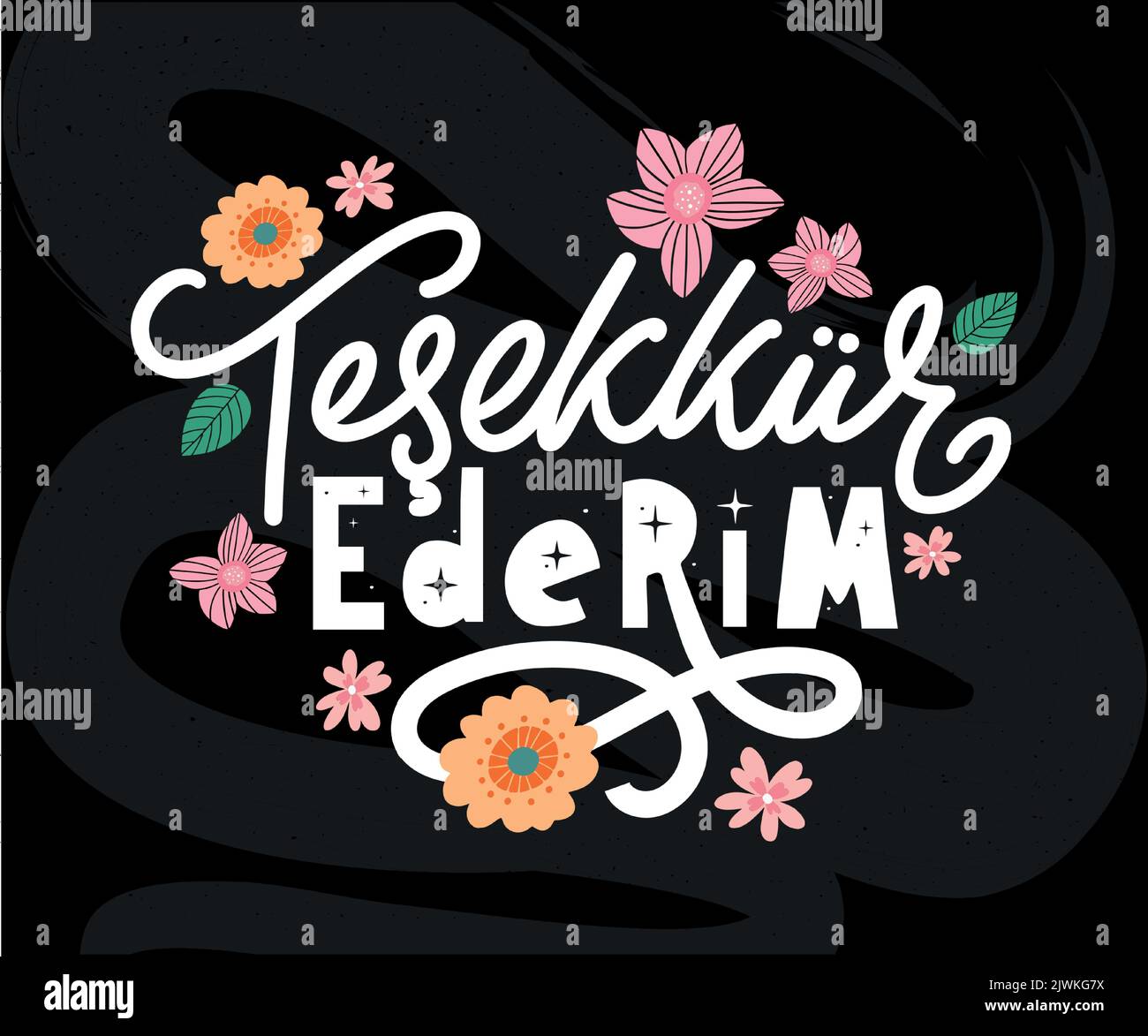 Text in the Turkish: Thank you. Lettering. Ink illustration. Modern ...