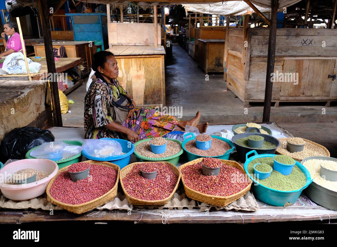 Indonesia Alor Island - Local market - red beans - soya beans - rice ...