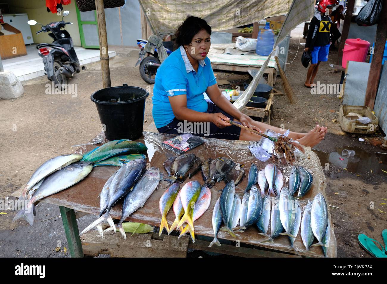 Indonesia Alor Island - Kalabahi market fish stalls Stock Photo - Alamy