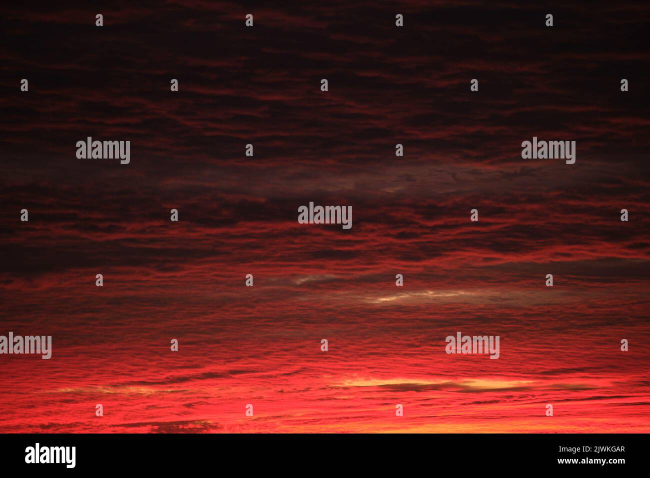 Bright colorful sunset sky with vivid smooth clouds illuminated with ...