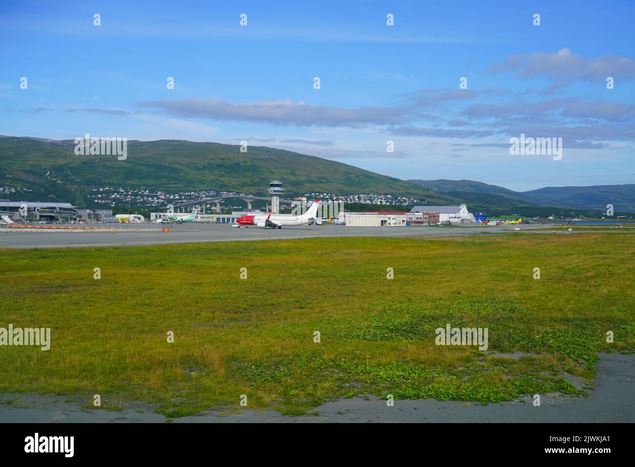 TROMSO, NORWAY -3 AUG 2022- View of the Tromso Airport (Lufthavn ...