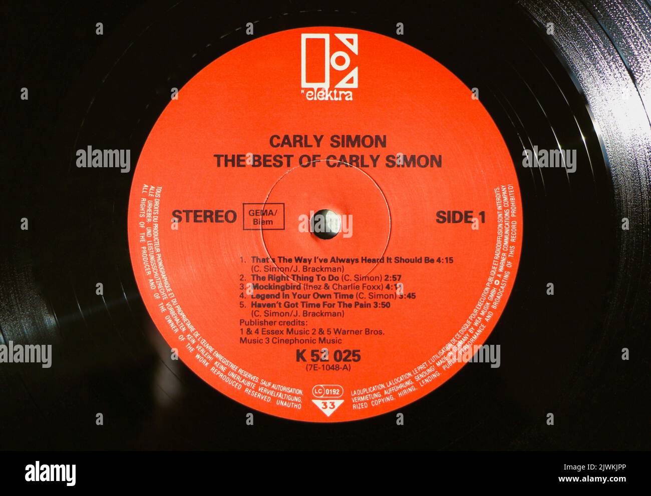 Photo Close Up Of A Centre Label On An Original 1975 Pressing Of A Vinyl Disc The Best Of Carly