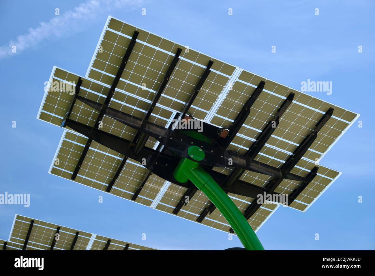 Solar photovoltaic panels mounted on metal frame for producing clean ...