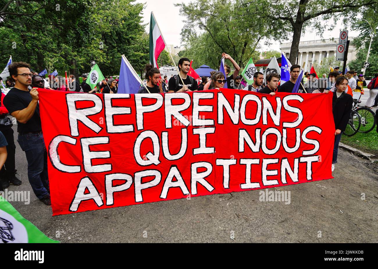 People demonstrating for better working conditions. Montreal.Quebec ...