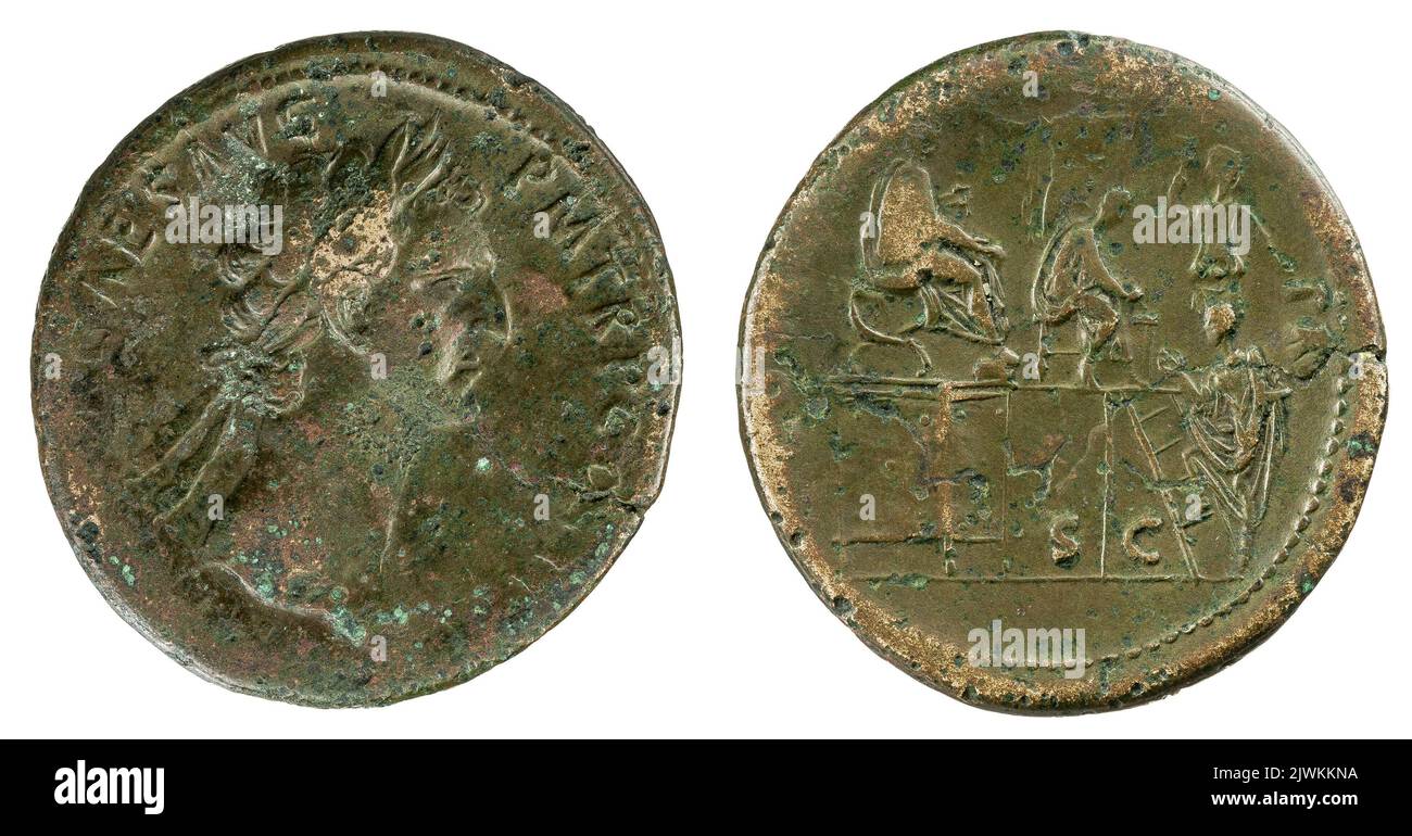 sestertius. Nerwa (cesarz ; 96-98), emperor Stock Photo - Alamy