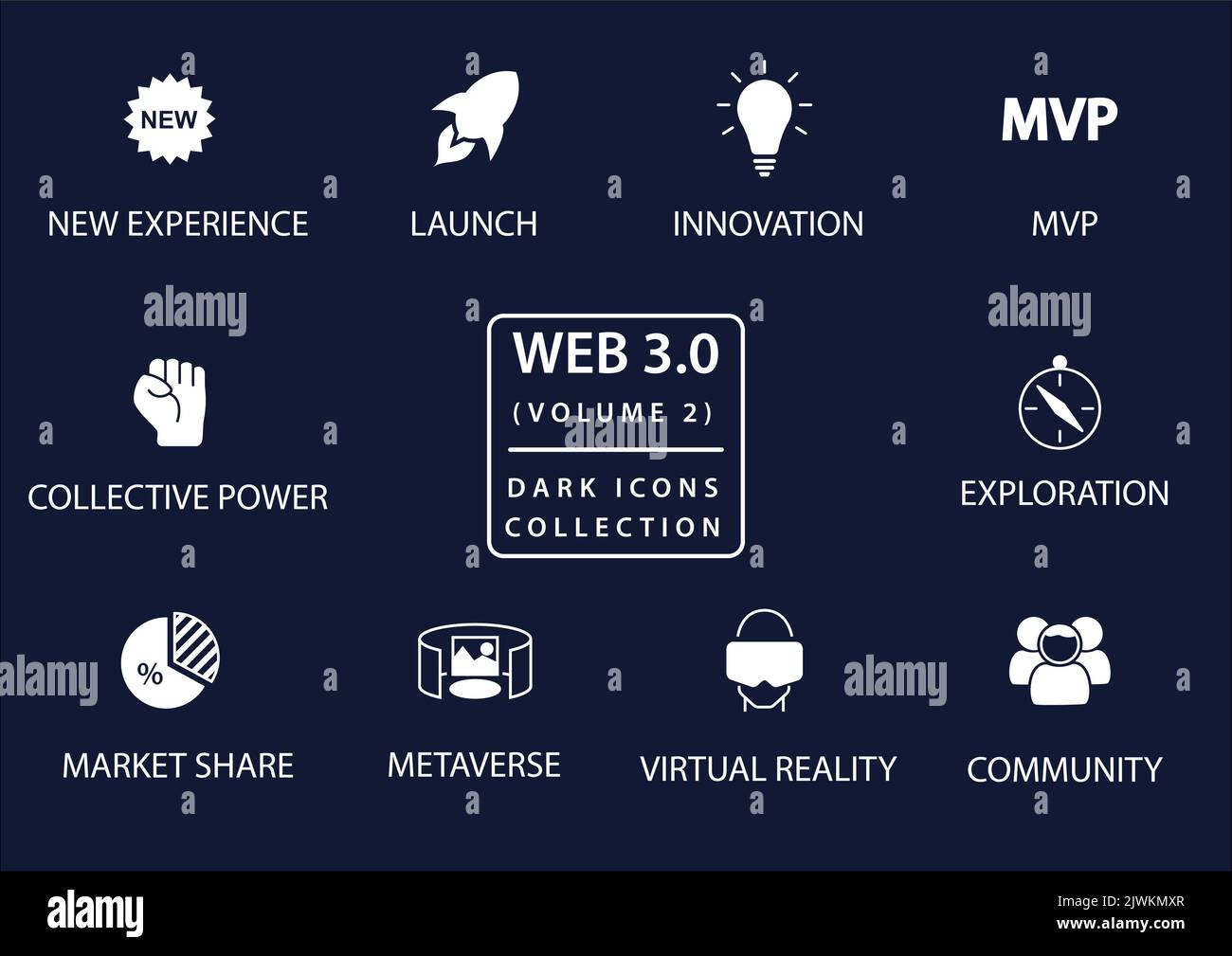 Web 3.0 vector icon set in flat design and dark mode Stock Vector Image & Art - Alamy