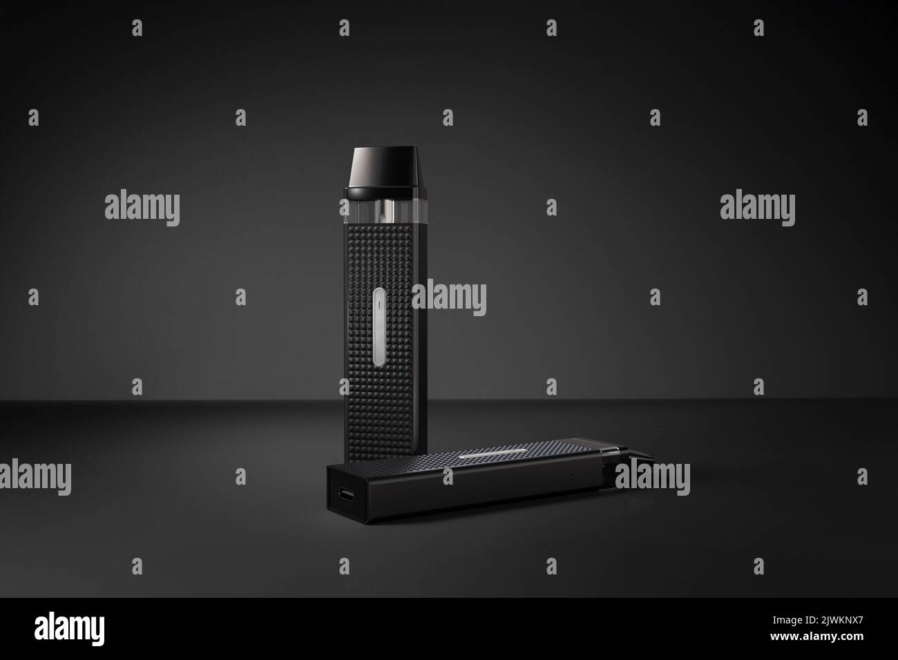 Black Metallic Vape Illustration Centered on a Black Scene Background ...