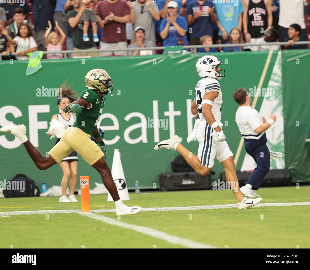Tampa, FL. USA; Brigham Young Cougars wide receiver Puka Nacua (12) ran ...