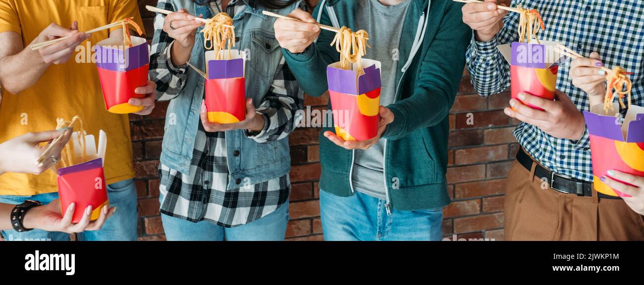 millennials lunch unhealthy junk food addiction Stock Photo - Alamy