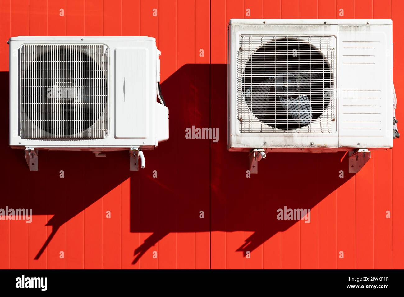 air conditioning unit Central split system hanging outside the building ...