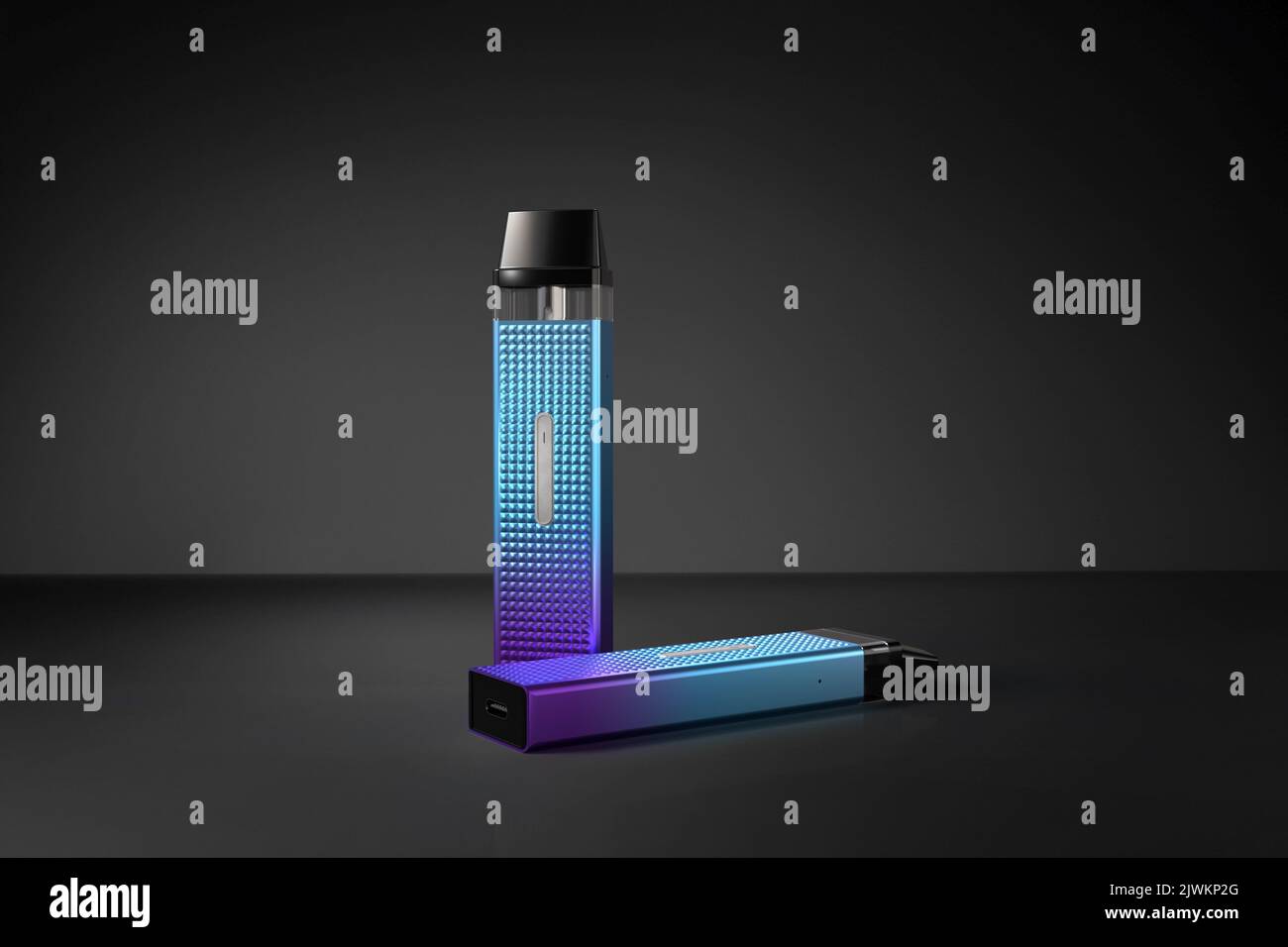 Purple and Blue Vape Illustration Centered on a Black Scene Background ...