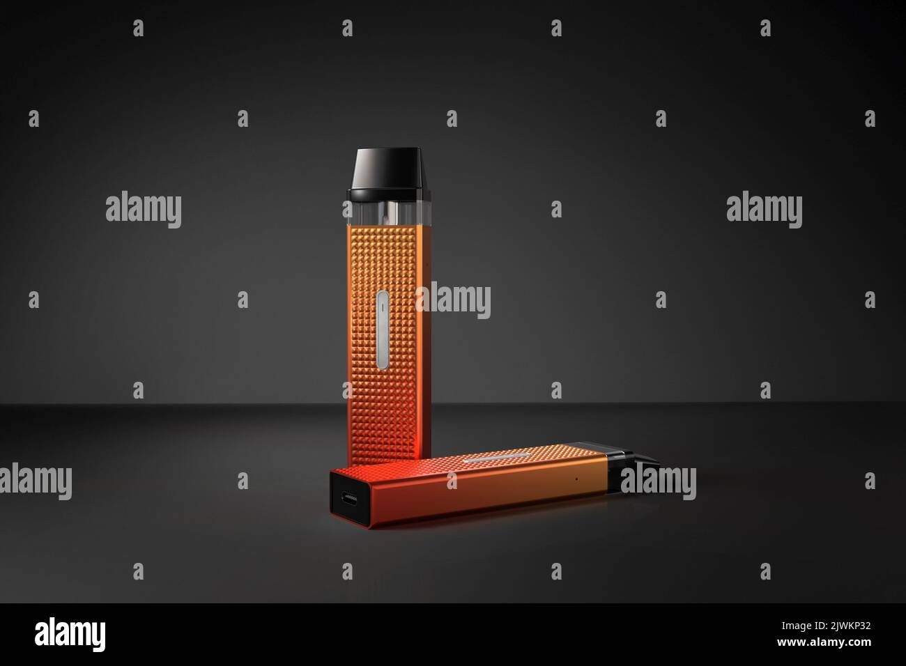 Red and Orange Vape Illustration Centered on a Black Scene Background ...