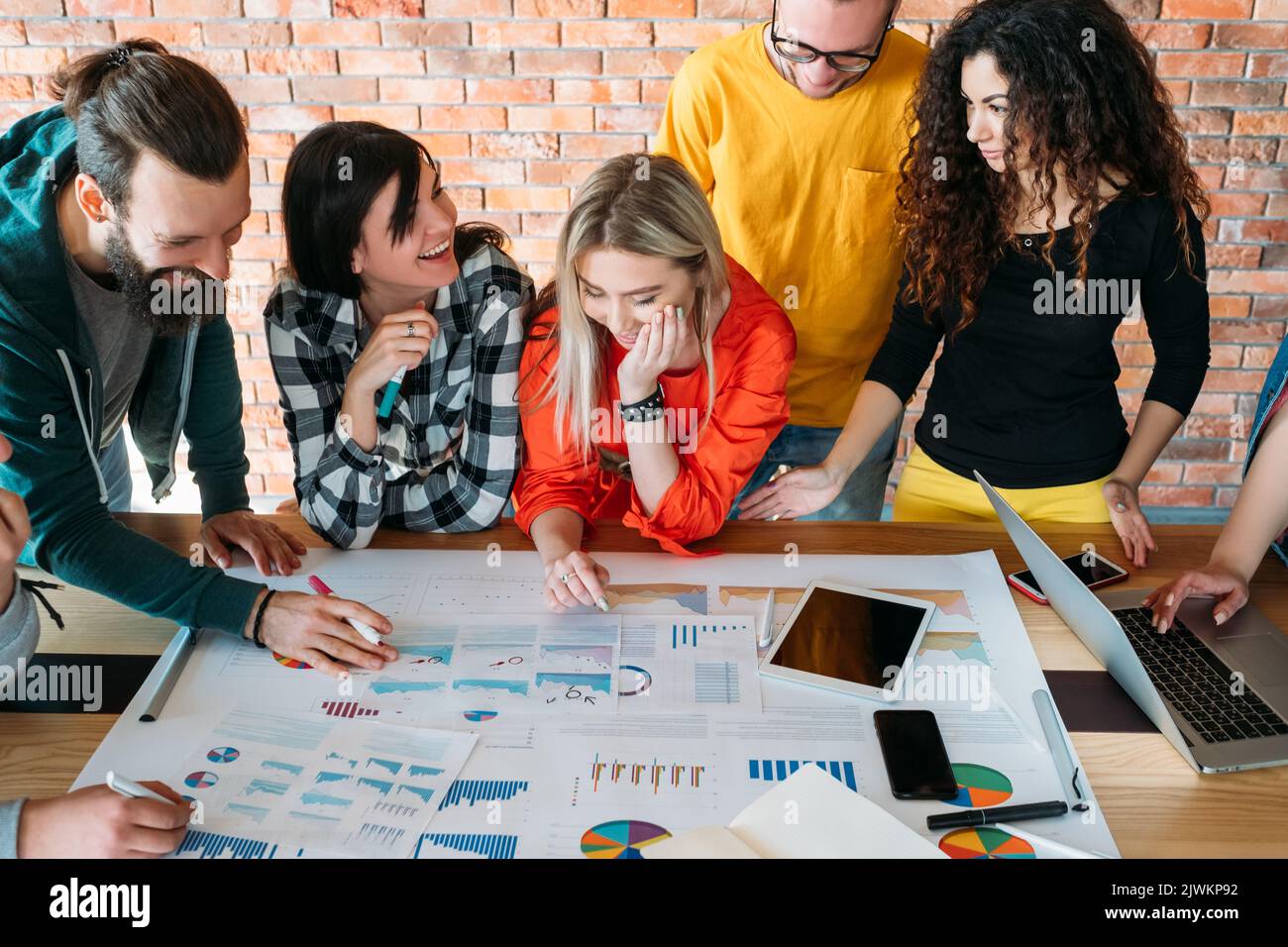 millennials meeting positive work climate Stock Photo - Alamy