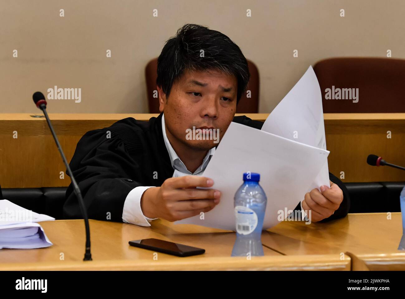 Lawyer Philip Daeninck pictured during the jury constitution session at ...