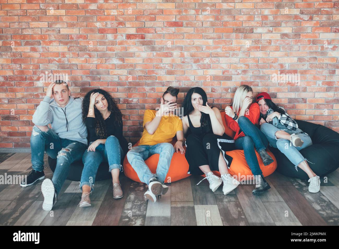 millennials hang out relaxing lounge area bored Stock Photo - Alamy