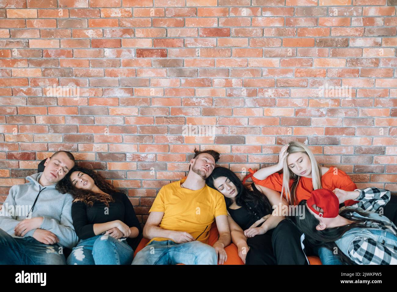 meeting exhaustion tired team millennial culture Stock Photo - Alamy