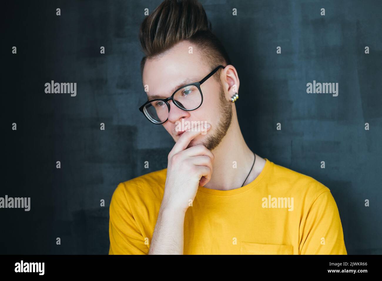 abstracted disturbed emotion hipster guy portrait Stock Photo - Alamy