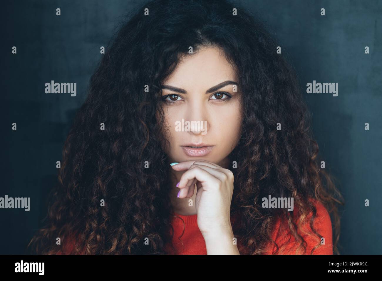 charming attractive emotional lady portrait Stock Photo - Alamy