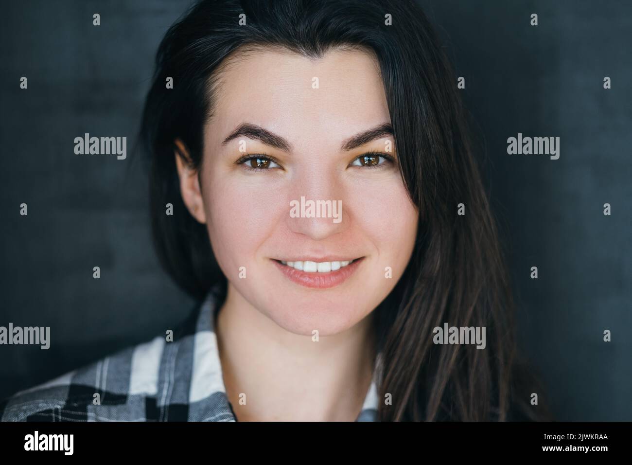 friendly smiling delighted pretty girl portrait Stock Photo - Alamy
