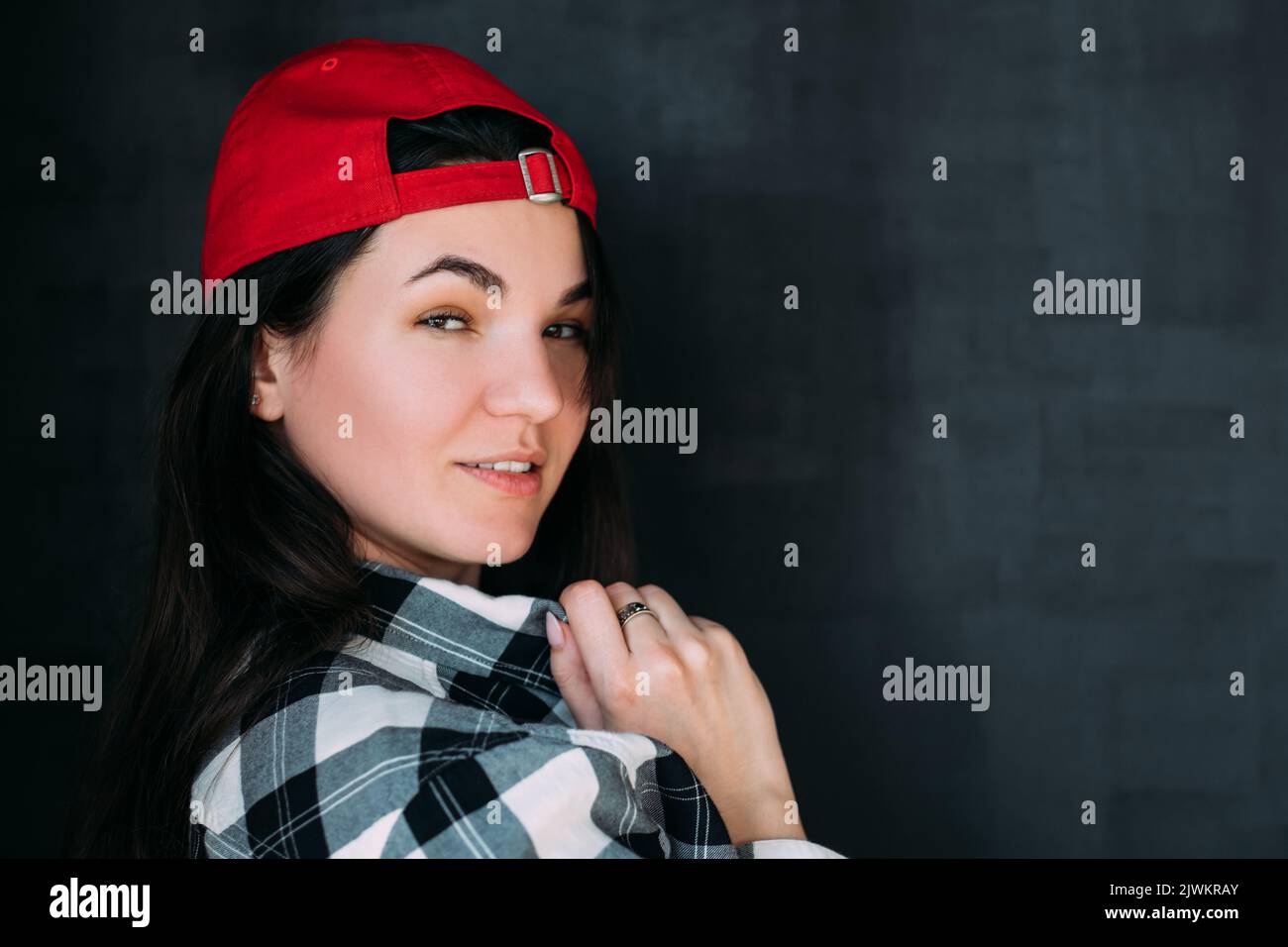 millennial lady emotional flirting portrait Stock Photo - Alamy