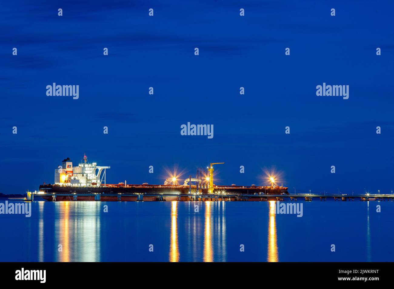 Crude oil tanker Landbridge Prosperity at the NWO unloading jetty in ...