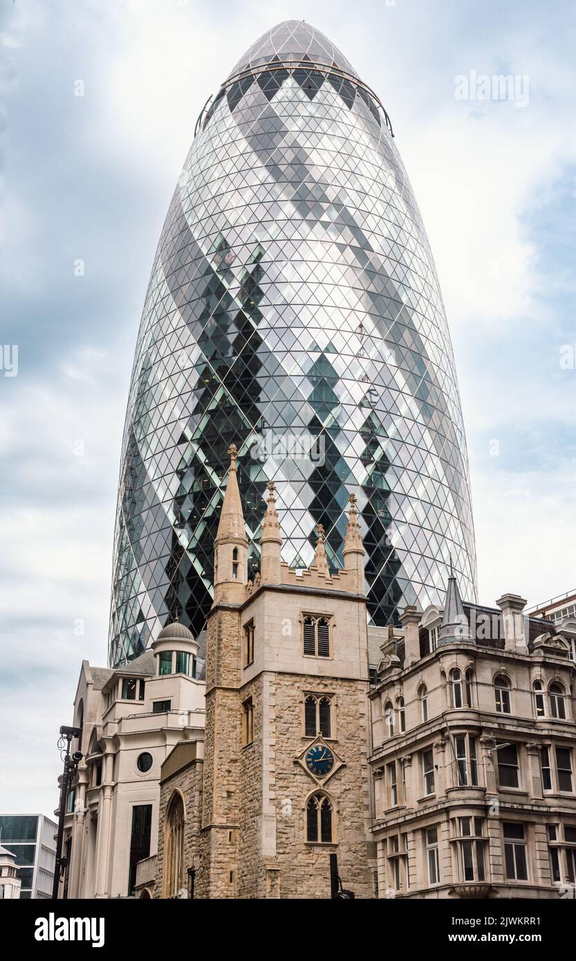 St Mary Axe and the Gherkin building Stock Photo - Alamy