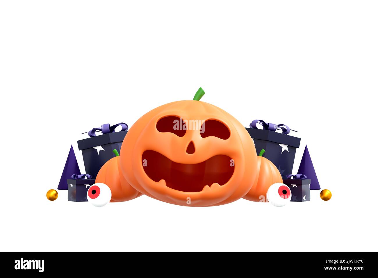 halloween pumpkins on white background for greeting card, banner ...
