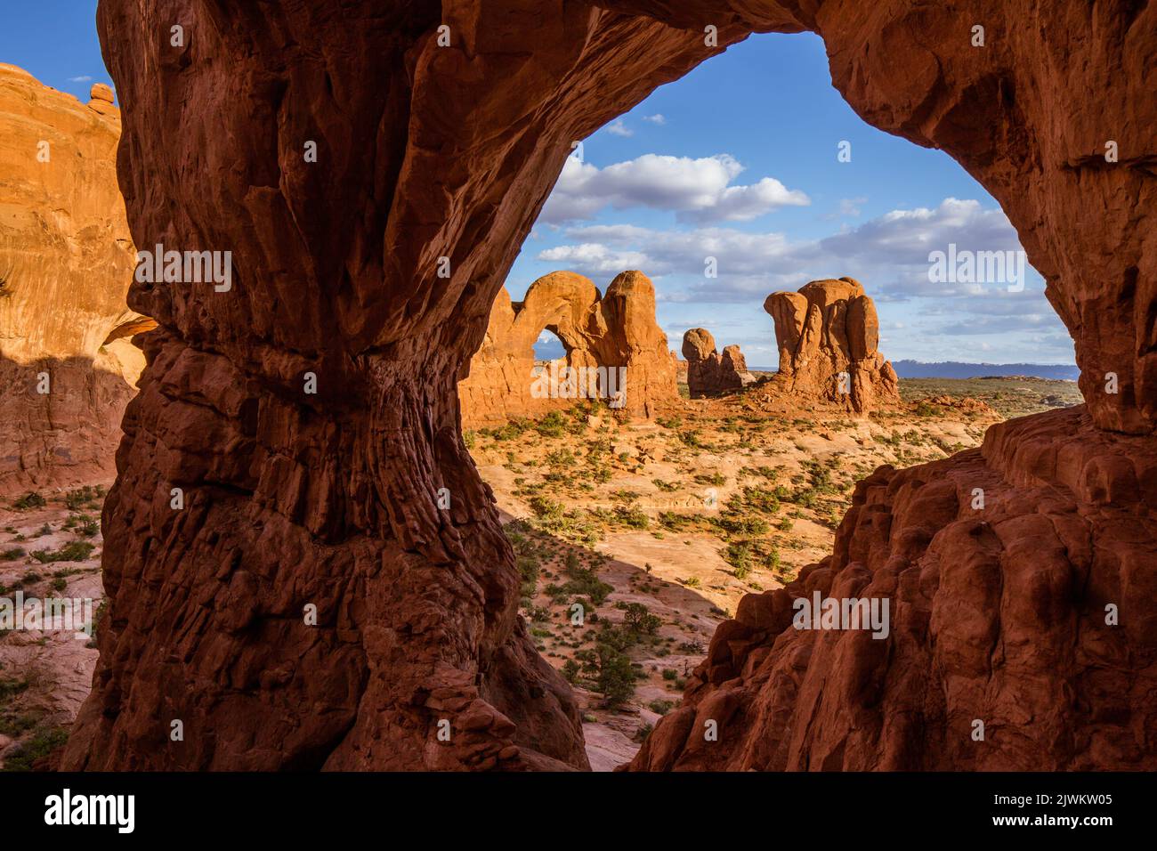 The Parade of Elephants and the back of Double Arch framed by Cove Arch ...