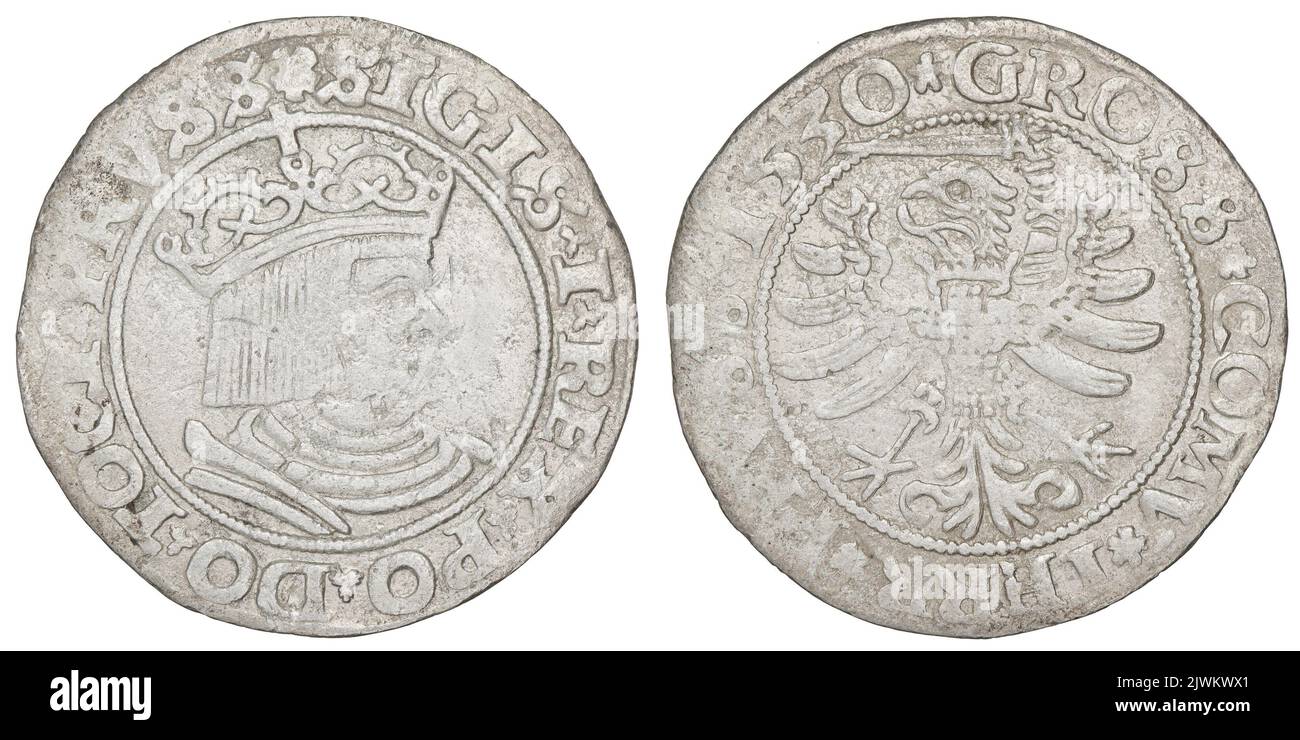 Prussian groschen. Zygmunt I Stary (król polski ; 1506-1548 Stock Photo ...