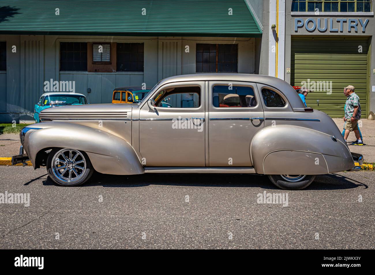 Falcon Heights, MN - June 17, 2022: Low perspective side view of a 1939 ...